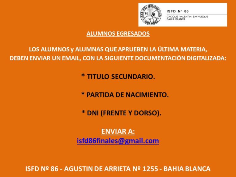 EGRESADOS – I.S.F.D. N° 86 "CACIQUE VALENTÍN SAYHUEQUE"